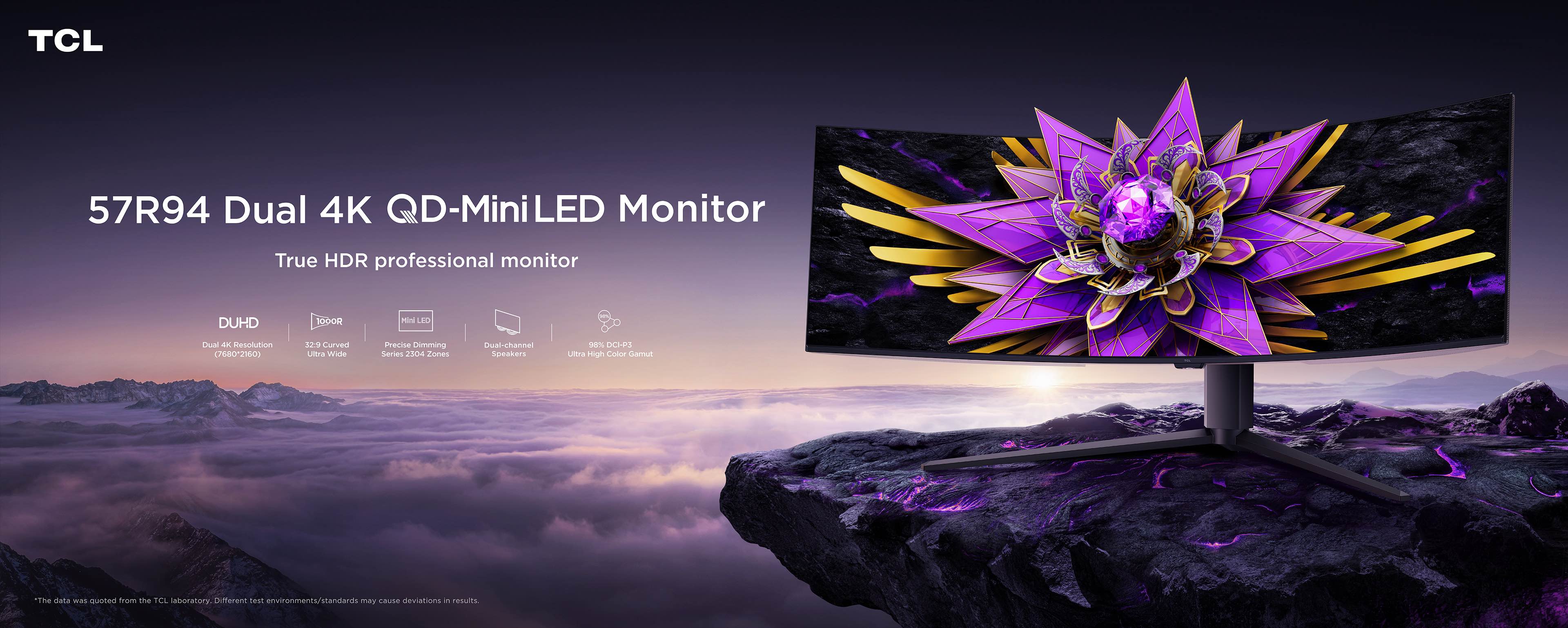 Monitors-TCL 57R94 QD-MiniLED Monitor | TCL Japan TCL 57R94 デュアル量子ドットMini LEDモニター | TCL Japan / 日本語
