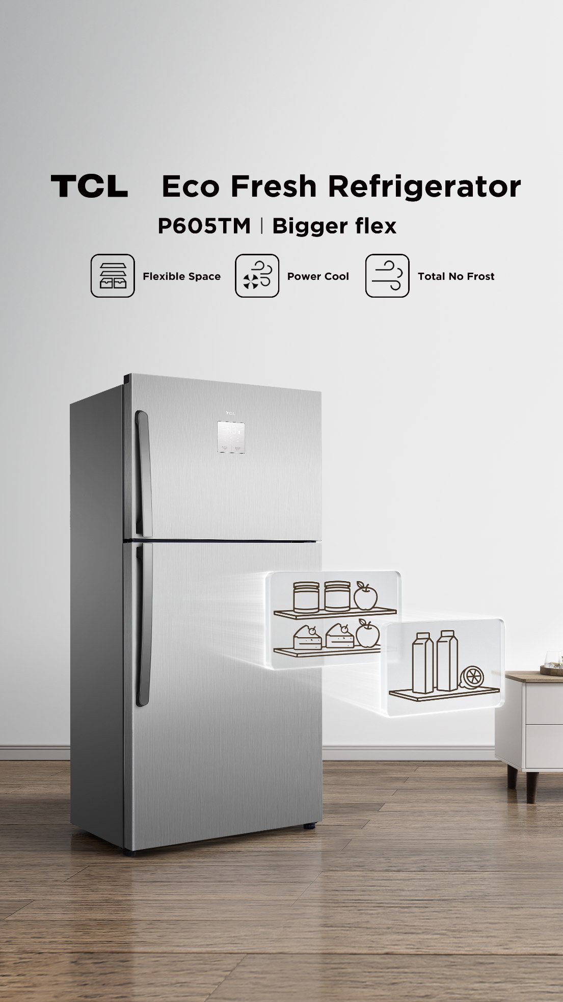 TCL Refrigerator P605TM-Top Mount Freezer-TCL Global