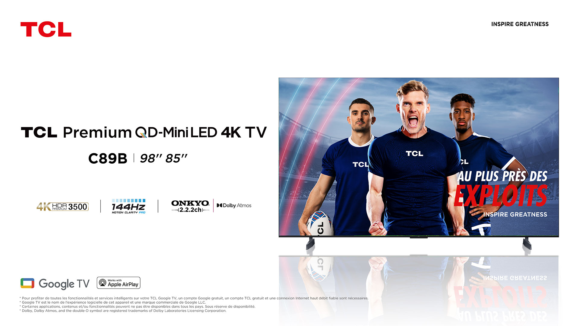 QD-Mini LED 4K TV 98/85/75/65 pouces - C89B - TCL France